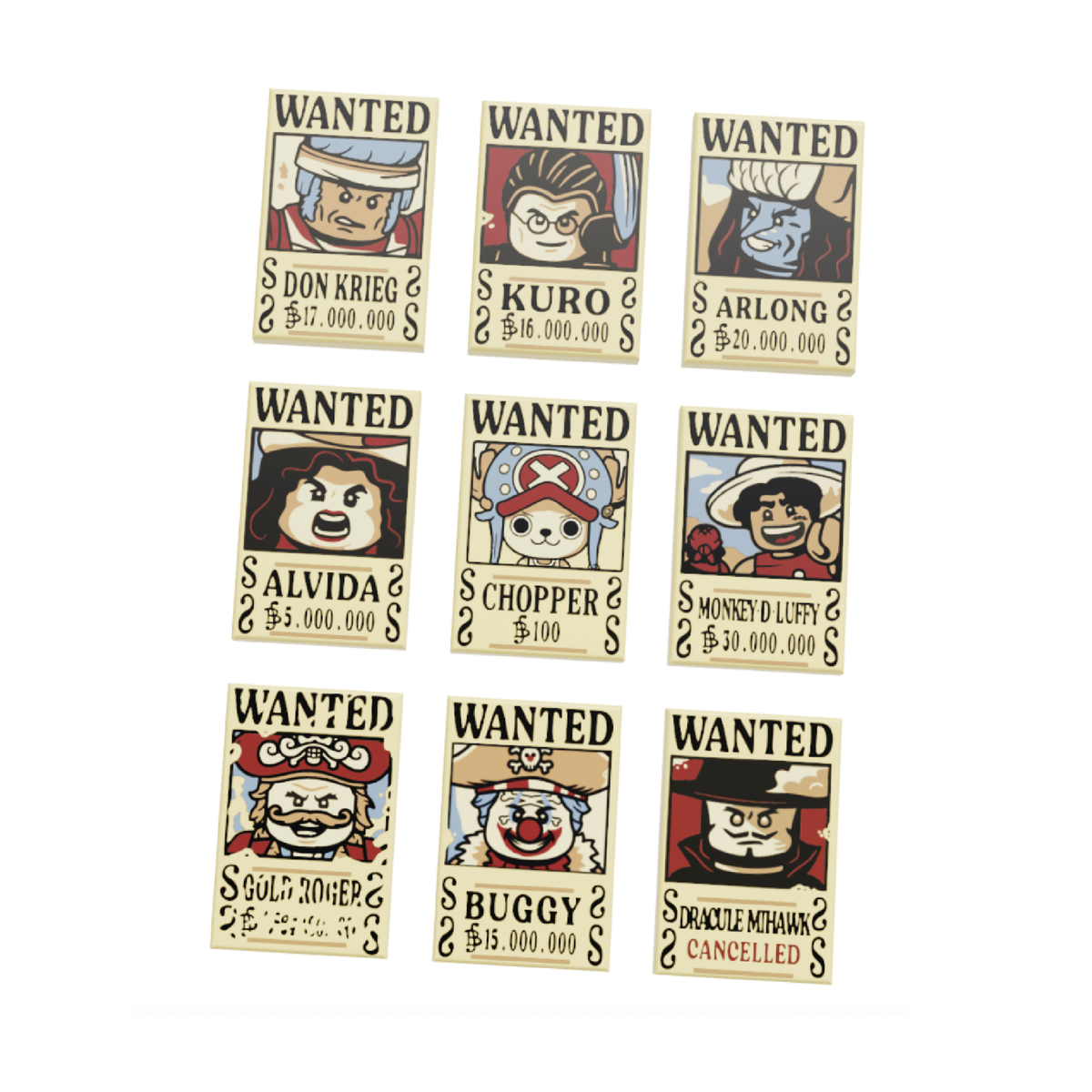 Grand Line – Complete Wanted Poster Tile Set – Hall of Bricks